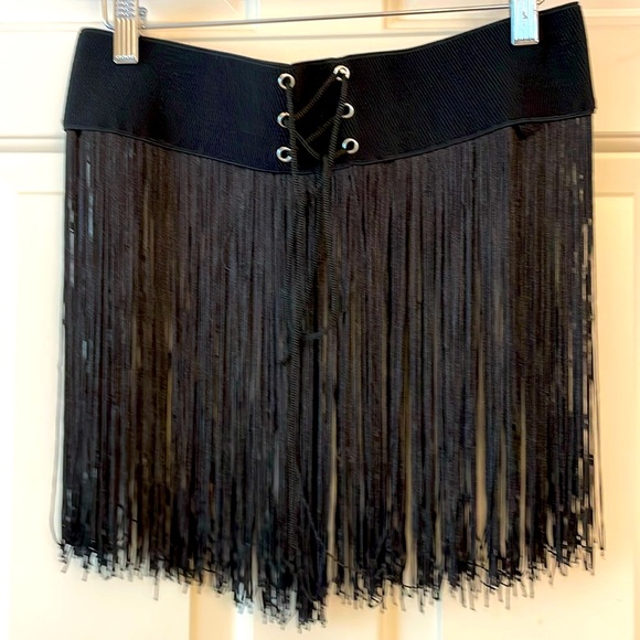 Body Rage | Skirts | Body Rage Black Fringe Mini Skirt Large | Poshmark